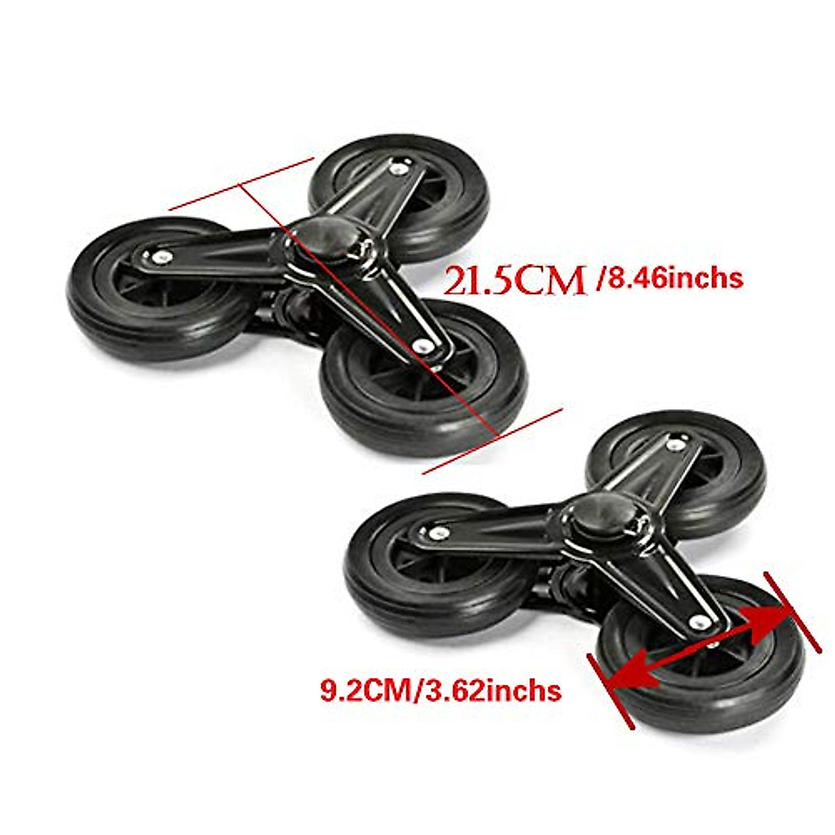 Mallofusa Pair of Replacement Stair Climbing Shopping Cart Wheels for Shopping Laundry Cart