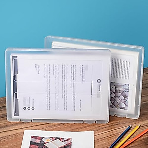 Udefineit 8PCS Clear A4 File Portable Project Case, 12.6x9.5in Plastic Scrapbook Paper Storage File Box, Plastic Document Case Office A4 Paper Storage Container Magazine Photo Protector File Holder
