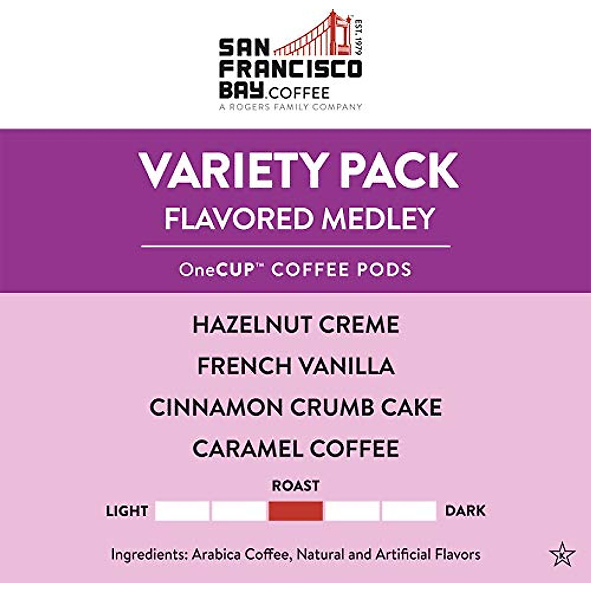 San Francisco Bay Compostable Coffee Pods - Variety Pack Flavored (40 Ct) K Cup Compatible including Keurig 2.0, Hazelnut, Cinnamon, Caramel, Vanilla Flavored Coffee