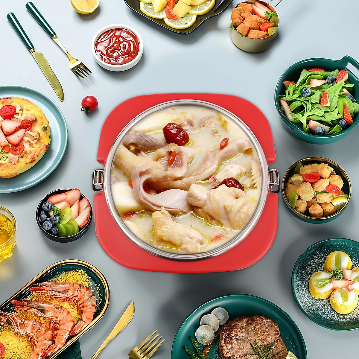 DYRABREST 2.5 Gallon Insulated Soup Container Commercial Food Warmer Portable Food Hot Box for Hot or Cold Food, Insulated Soup Carrier Coolers for Restaurant, Canteen,Home Party Lunch