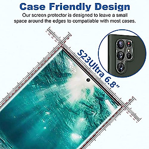 [3+2 Pack] Galaxy S23 Ultra Screen Protector,HD Clear Tempered Glass, Scratch Resistant, Bubble-Free, Camera Lens Protector, Samsung Galaxy S23 Ultra 5G 6.8 Inch Screen Protector Support Fingerprint Unlock