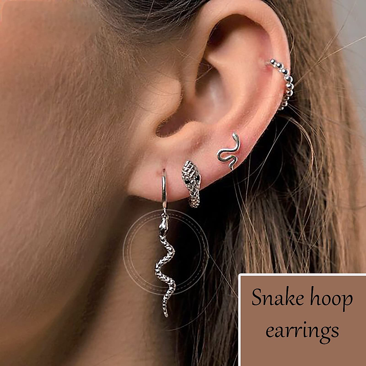 38 Pairs Silver Hoop Earring Sets for Women, Boho Dangling Earrings Pack, Acrylic Assorted Jewelry for Gift