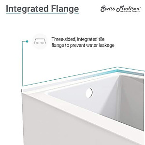 Swiss Madison Well Made Forever SM-AB542 Voltaire Alcove Tub with Armrest 60" x 32" in Glossy White