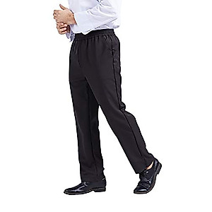 Nanxson Men's Baggy Chef Pants Restaurant Work Pants Elastic Waist with Pockets CFM2012 Black