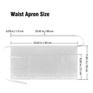 Xornis 1 Pack Waist Aprons with 3 Pockets Waitress Server Waiter Half Short, White
