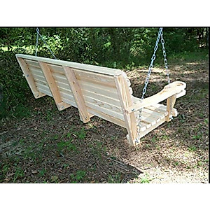 Ecommersify Inc 5 Ft USA Made Cypress Roll Back Porch Swing with Swing-Mate™ Comfort Springs and Cup Holder Arm and Stainless Steel Hardware Upgrade