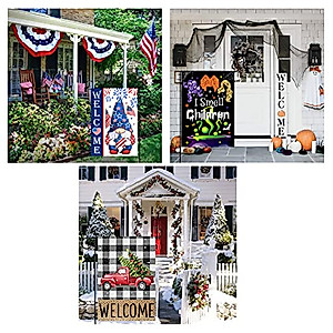 Yileqi Seasonal Garden Flags Set of 12 Double Sided 12x18 Inch Welcome Holiday Yard Flag, Small Garden Flags for Outside Decoration, Garden Flags for All Seasons