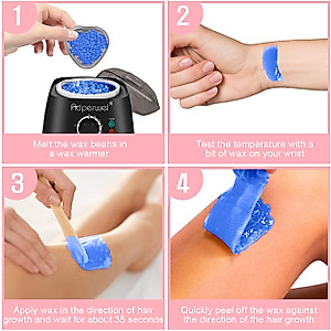 Wax Beads for Hair Removal, Wissonlyn 6 Pack of Hard Wax Beans, 1.3lb/21.2oz for Brazilian Waxing Sensitive Skin Bikini Face Eyebrow Back Chest Legs Body, At Home Waxing Beads 10 Applicator