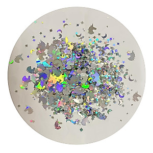 Sparkling Star Foil Confetti,Unicore Moon Star Table Confetti(2.1OZ/60grams),Halloween Glitter Sequins, Iridescent Party Decorations for Halloween Birthday Wedding Festival Party DIY Table Deco