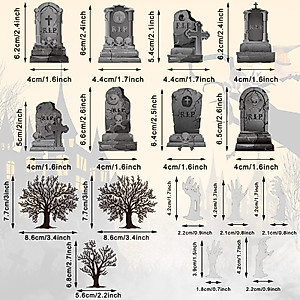 Whaline 37Pcs Halloween Cupcake Toppers Zombie Hand Tombstone Graveyard Cake Toppers Scary Halloween Toothpick Flags Table Centerpiece for Halloween Birthday Party Supplies Dessert Decorations