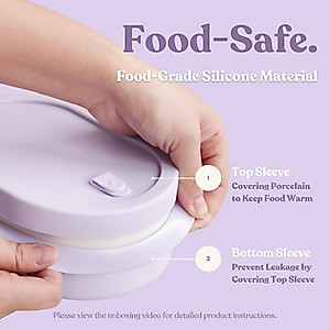 Ceramic Bento Lunch Box with Silicone Lid & Compartment Divider for Adults, Reusable Airtight Meal Prep Food Storage, Sandwich, Snack, Salad Container, Microwave Oven Safe (Pink, 30.4 Oz)