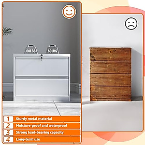 METAN Metal Lateral Filing Cabinet with 2 Drawers for Home Office, Locking Steel Wide File Storage Cabinet for Hanging Legal/Letter A4 Size, Assembly Required, White
