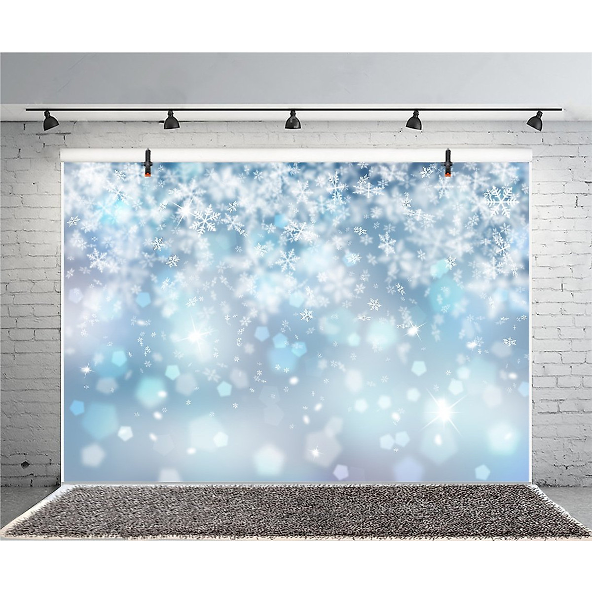 LFEEY 9x6ft Falling Snowflake Portrait Backdrops for Photography Winter Ice Snow Flakes Photo Shoot Newborn Kids Baby Adults Wedding Photo Background Vinyl Photo Booth Props