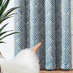 COLLACT Moderate Blackout Curtains for Bedroom 96 Inch Long Blue Geometric Curtains Grommet Top Thermal Insulated Curtains for Living Room Modern Room Darkening Drapes Window Curtain Set 2 Panels