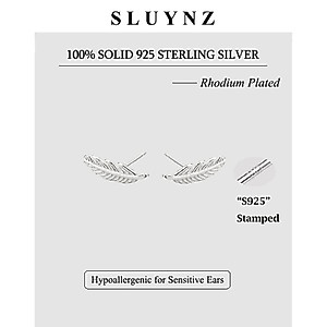 SLUYNZ Genuine 925 Sterling Silver Tiny Feather Studs Earrings for Women Sterling Silver Studs Earrings