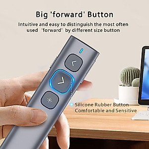 Norwii N95 Presentation Clicker, PowerPoint Clicker for Presentation Remote, Rechargeable Wireless Presenter Pointer, Slide Clicker for ipad/mac/Laptop in Classroom, Auditorium, Church(Green, USB-A)