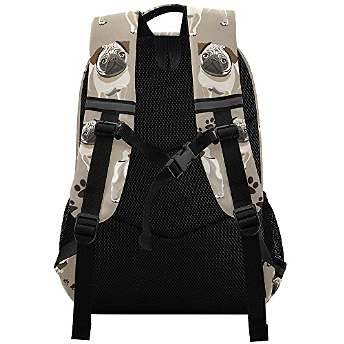 ALAZA Pug Dog Paw Print Funny Puppy Backpack Purse for Women Men Personalized Laptop Notebook Tablet School Bag Stylish Casual Daypack, 13 14 15.6 inch