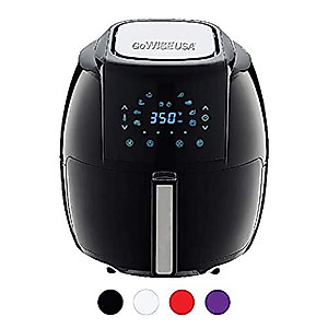 GoWISE USA 1700-Watt 5.8-QT 8-in-1 Digital Air Fryer with Recipe Book, Black & Standard 6-Piece Air Fryer Accessory Kit for 2.75-4 Quarts, Small, Universal