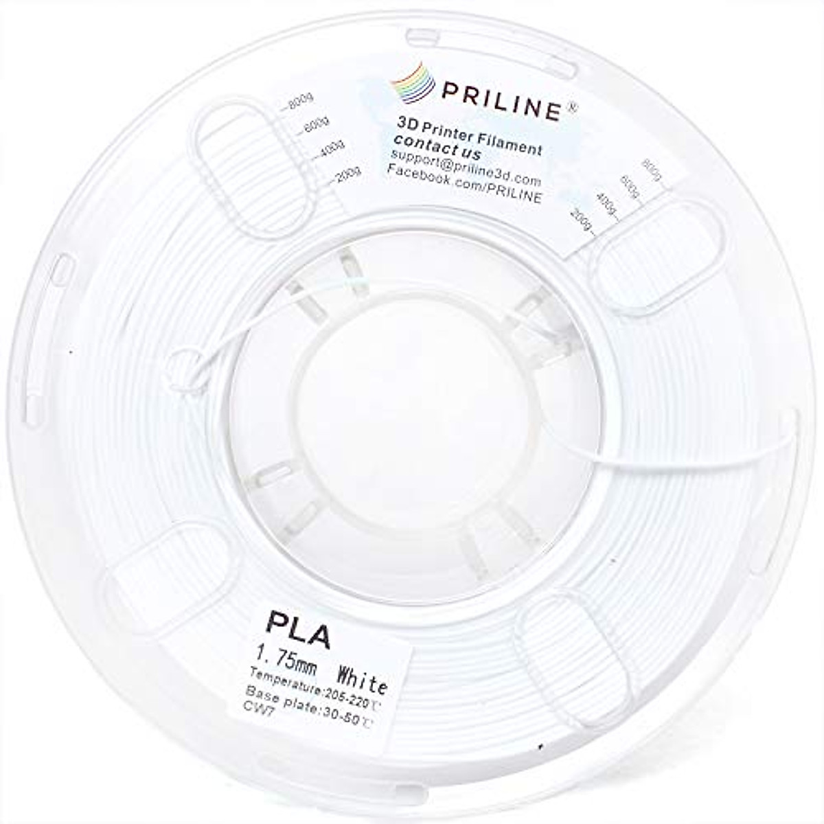 PRILINE PLA 1.75 3D Printer Filament, Dimensional Accuracy +/-0.03 mm, 1kg Spool,White