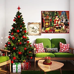 GESOON Christmas Large Diamond Painting Kits for Adults Beginner,5D DIY Diamond Art Paint with Santa and Gift List Round Full Drill for Home Wall Decor Gift 28x16 inch Red