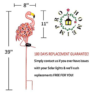 HOMEIMPRO Garden Solar Lights,Flamingo Pathway Outdoor Stake Metal Lights,Waterproof Warm White LED for Lawn,Patio or Courtyard