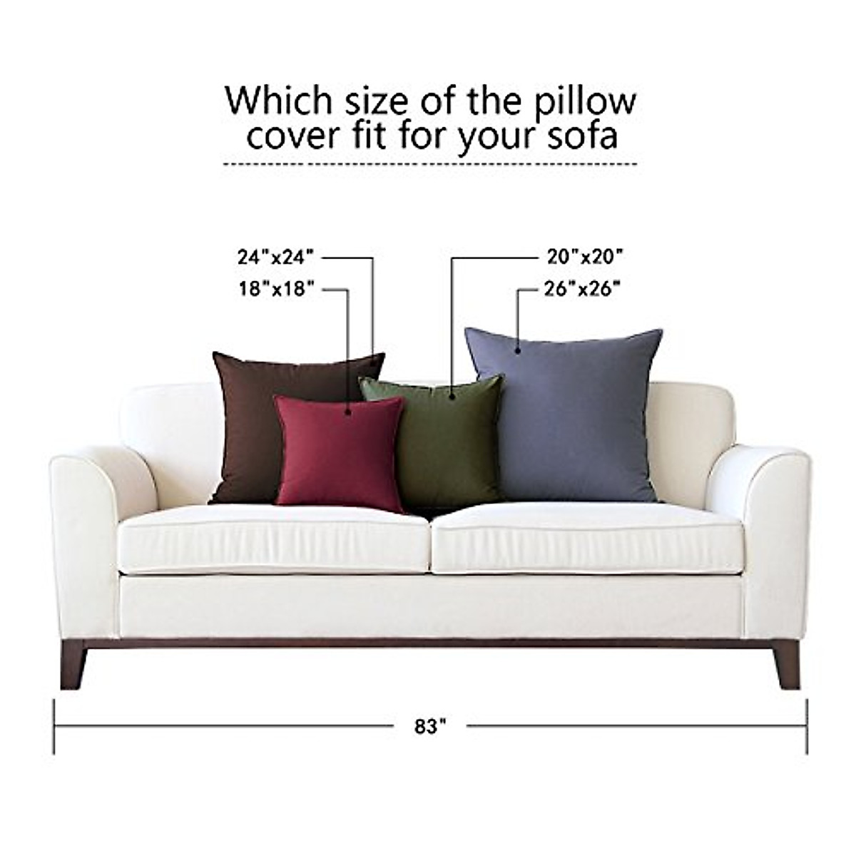 Jeanerlor Pack of 2 24 x 24 Inch Cotton Linen Soft Soild Decorative Square Throw Pillow Covers Green Cushion Case Set for Bedroom/Sofa/Car 60 x 60 Cm,Olive Green