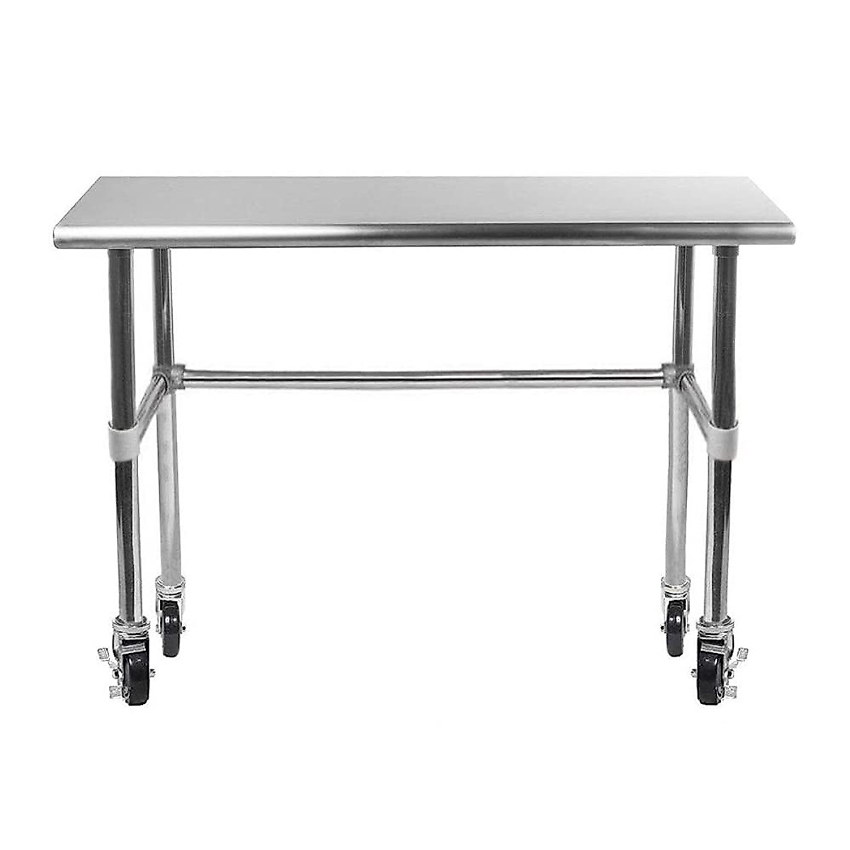 AmGood 18" X 48" Stainless Steel Work Table - with Open Base & Wheels | Food Prep | Utility Work Station | NSF Certified