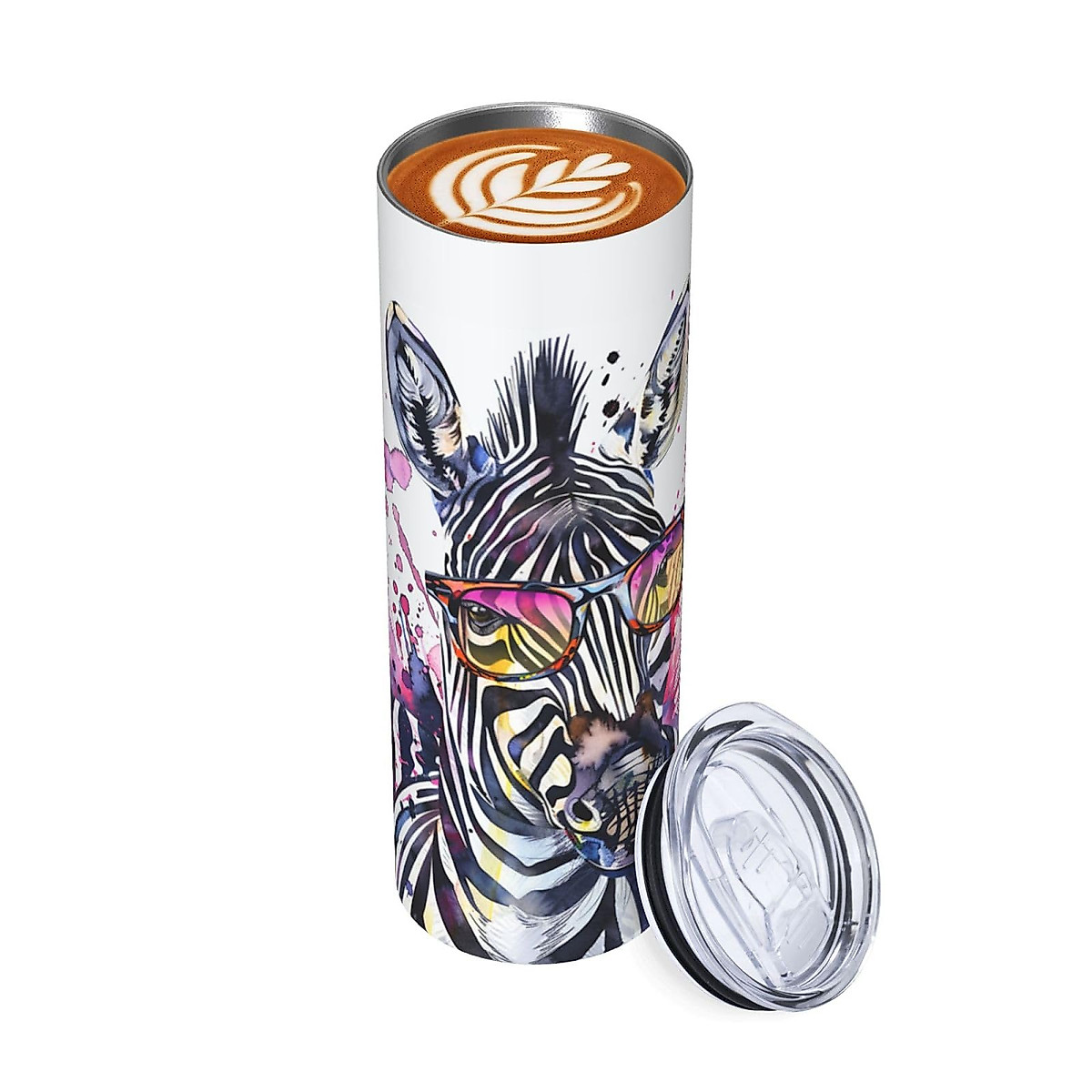 Tangopi Splash Zebra 20 oz Tumbler with Lid and Straw Insulated Travel Coffee Mug Reusable Spill Proof Coffee Cups Stainless Steel Water Bottle for Hot and Cold Drinks