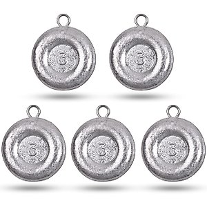Disc Sinkers Fishing Weights Coin Fishing Sinker Weights Saltwater Surf Fishing Weights Catfishing Gear Tackle for Drifting Trolling Bottom Fishing Saltwater 1oz 2oz 3oz 4oz 5oz 6oz 8oz (3oz, 5pcs)