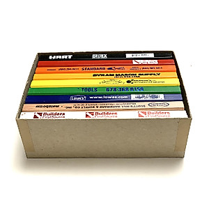 72 Carpenter Pencils | Random Mis Printed Mixed Prints & Solid Discontinued Colors | USA Made, Hard Lead Carpenter