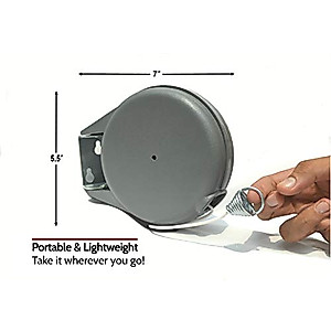 Retractable Clothesline - Portable Heavy Duty Indoor and Outdoor Washing Line - 40 Feet PVC Retracting Clothes Line with Wall Mount Hang The Wet Dry Clothing Laundry - Easy Installation (Grey)