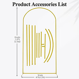 Putros Metal Arch Backdrop Stand 7.2FT Gold Wedding Balloon Arched Backdrop Stand Square Arch Frame for Birthday Party Bridal Baby Shower Ceremony Decoration