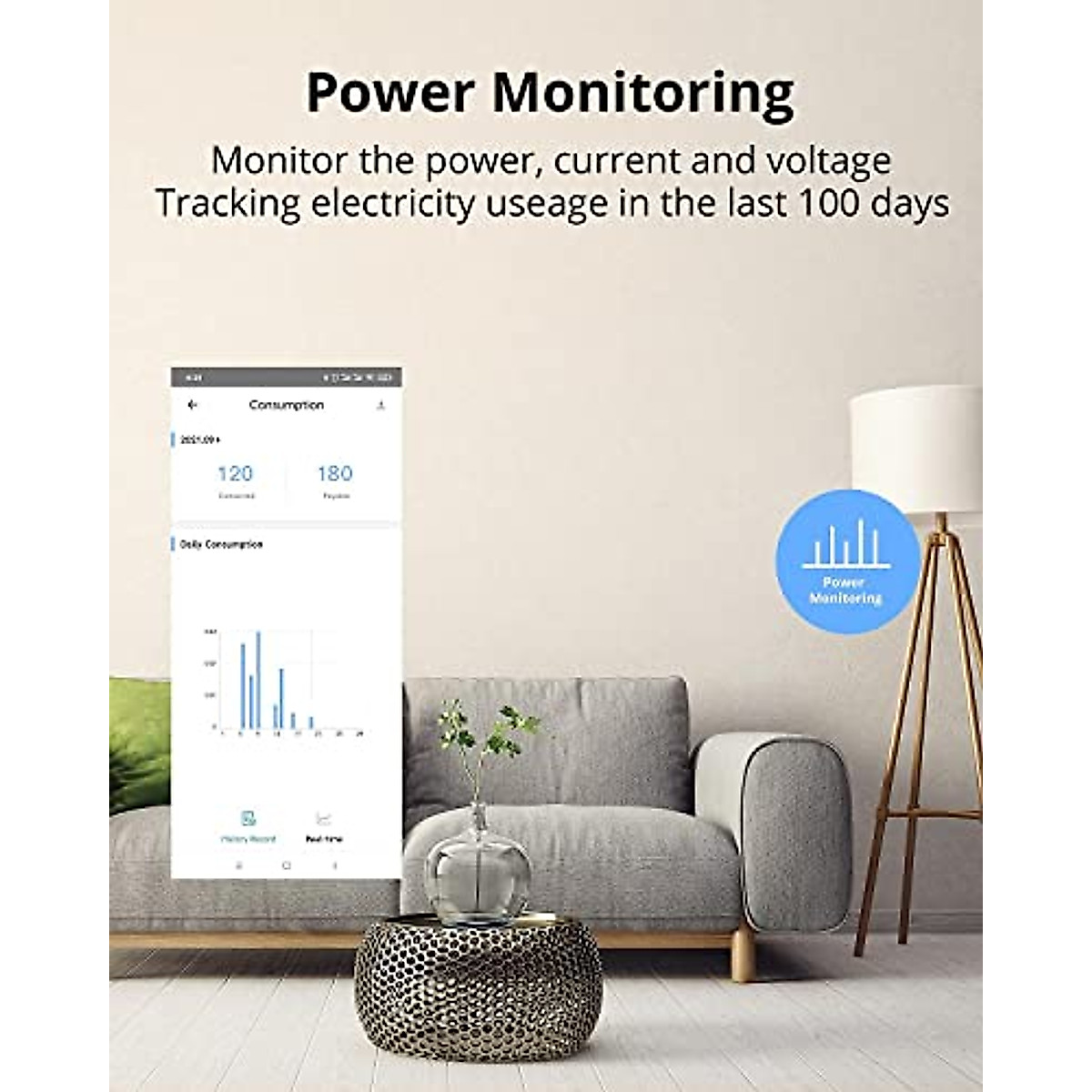 SONOFF S31 WiFi Smart Plug with Energy Monitoring, 15A Smart Outlet Timer Switch ETL Certified, Work with Alexa & Google Home Assistant, IFTTT Supporting, 2.4 Ghz Wi-Fi Only