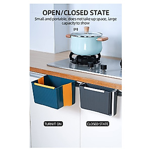 PEFWO Hanging Kitchen Trash Can, Kitchen Trash Can Foldable, 3L Collapsible Hanging Small Garbage for Cabinet/Car/Bedroom/Bathroom(Gray)