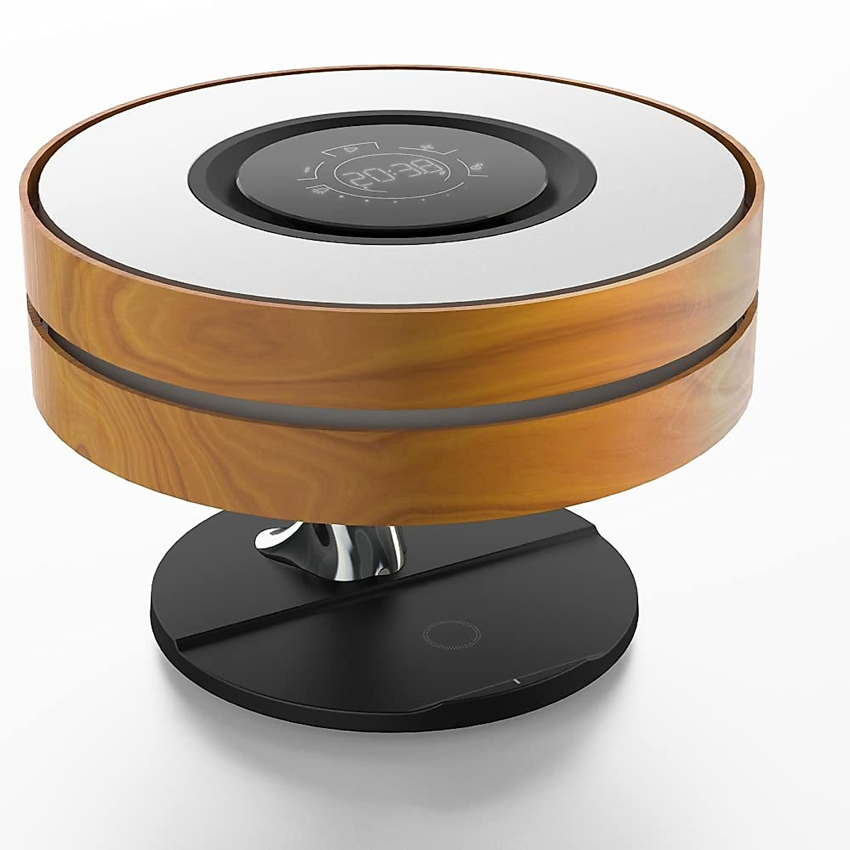HENLUTUO Maple Log Table lamp with 10W Wireless Charge 2 * 5W Bluetooth Speaker bass LED Light Shade Sleep Mode Smart Touch Slide & Step-Less Dimming Original 3 in 1 Smart Lamp