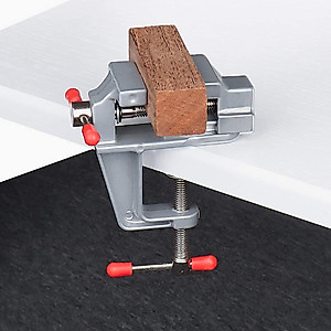 SHANGNIULU Mini Bench Vise - Compact Aluminum Alloy Table Clamp Vice - 360 Rotation - Silver
