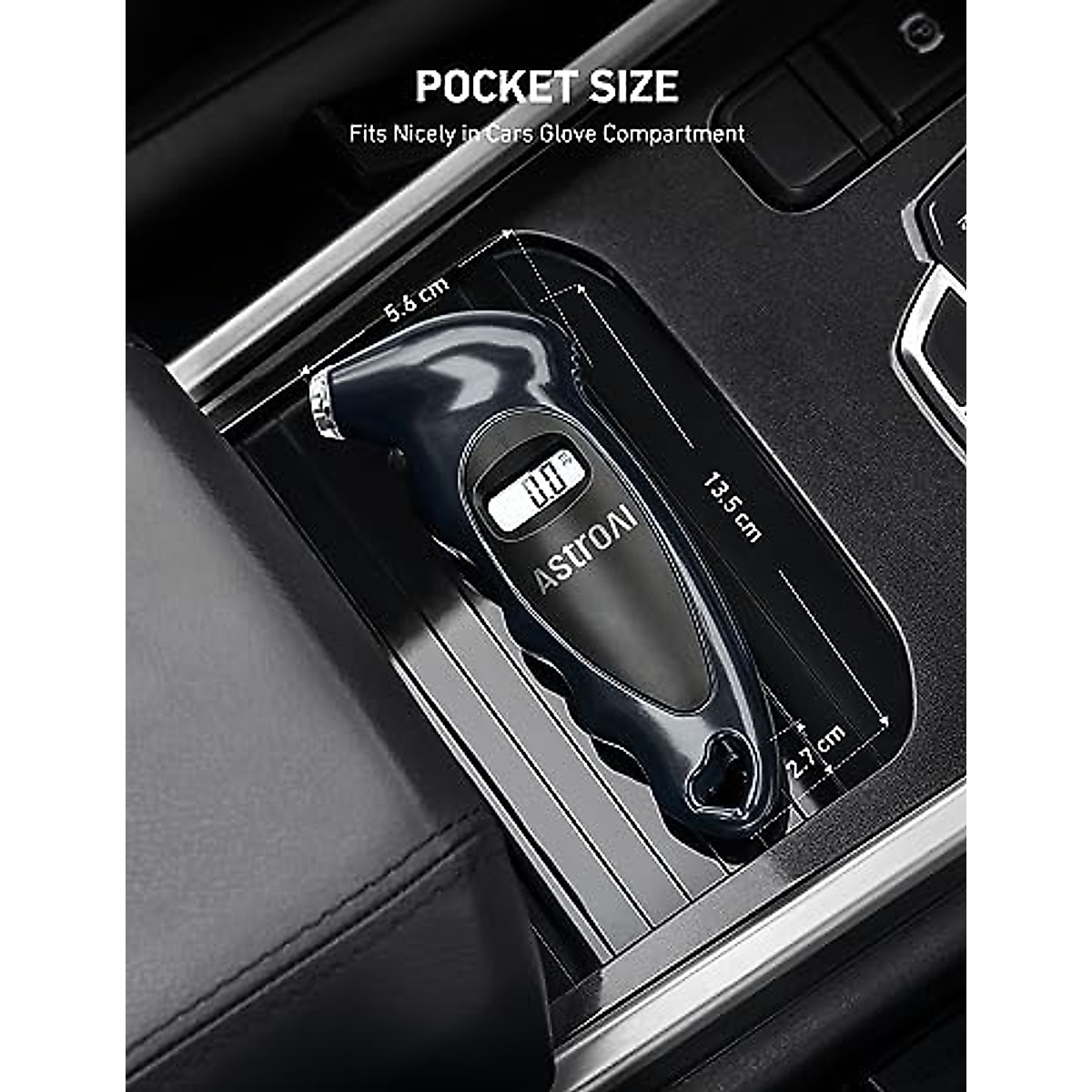 AstroAI Digital Tire Pressure Gauge with Replaceable AAA Battery, 150 PSI 4 Settings Stocking Stuffers for Car Truck Bicycle Backlit LCD Non-Slip Grip Car Accessories, Gray