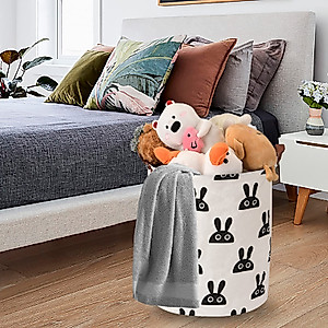 Large Sized Storage Basket, 19.6" Waterproof Canvas Storage Bin with Handles, Round Collapsible Organizer Kids Laundry Hamper for Nursery Clothes Toys - Rabbit