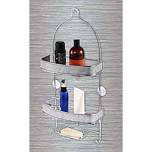 Dream Bath Extra Deep 3 Shelf Bathroom Shower Caddy Chrome with Diamond Cloth Decoration