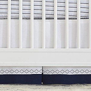 Just Born Boys and Girls Newborn Infant Baby Toddler Nursery 2 Fitted Crib Sheets and Bedding Skirt 3-Piece Set, Navy/Grey, One Size