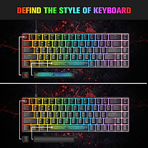 MAGIC-REFINER 60% Mini Mechanical Keyboard, MK14 Wired Gaming Keyboard with Chroma RGB Backlit,Clicky Blue Switch,NKRO 68Key No-Conflict,Ergonomic with Detachable USB-C Cable for Win/Mac/PC(Black)