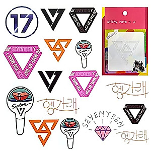 Fatyi Seventeen Gift Set for Lomo Card, Kpop Merch Sticker, 3D Sticker, Mirror, Sticky Note, Keychain, Badge, Pen, Banner and Phone Stand