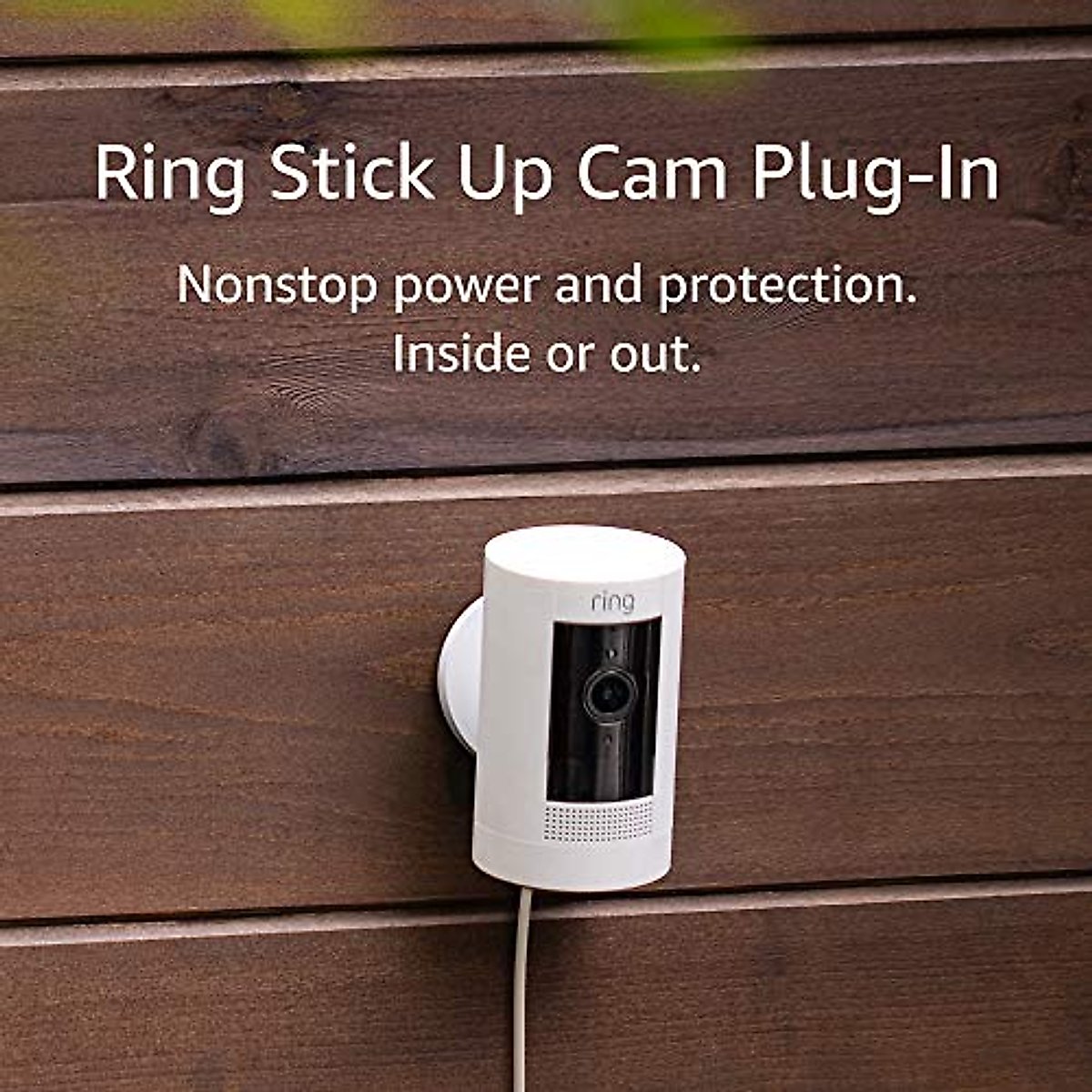 Ring Stick Up Cam Plug-In HD security camera with two-way talk, Works with Alexa – White – 2-Pack