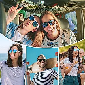 White Frame Blue Lens Sunglasses for Men & Women, Retro Eyewear with Non-slip Flexible Frame, Polarized Lens Trendy Style UV Protection