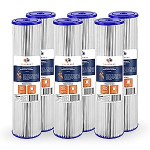 Aquaboon 1 Micron 20" x 4.5" Pleated Sediment Water Filter Replacement Cartridge | Whole House Sediment Filtration | Compatible with ECP5-BB, AP810-2, HDC3001, CP5-BB, ECP1-20BB, 6-Pack