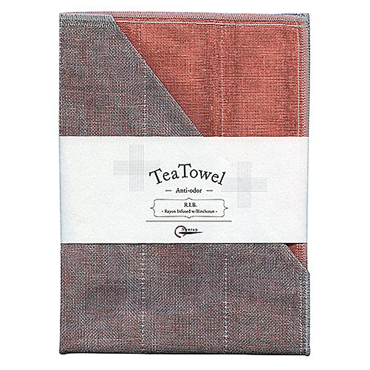 Nawrap Charcoal-Infused Tea Towel, Coral X Binchotan Gray, Naturally Anti-Odor