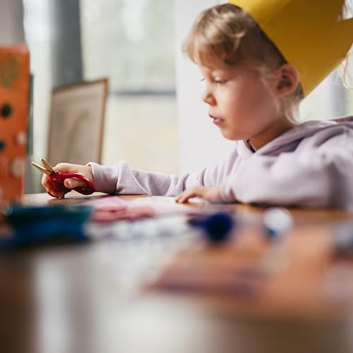 Fiskars 5" Blunt-Tip Scissors for Kids Ages 4-7, For School or Crafting, Red (Pack of 1)