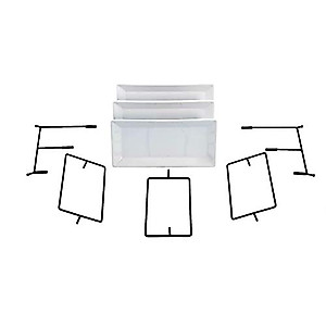 Imperial Home Tiered Platter Stand w/Rectangle Plates, Appetizer Serving Tray, Dessert Display for Tea Party, Brunch Decor, Home Entertaining, for Cake Pops, Fruit, Cupcakes, Cookies, White/Black