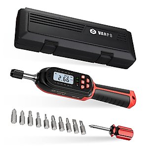 VANPO Digital Torque Screwdriver 2.66-53.1 in-lbs/0.3-6 Nm, Adjustable Screwdriver Torque Wrench Set with Buzzer/LED Indicator Notification for Bike Repairing, Tools, Maintenance and Mounting
