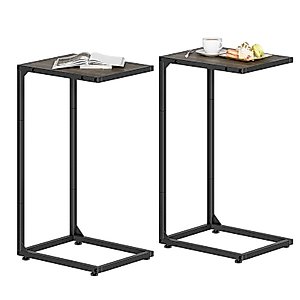 NOVIMANGO Couch End Table C Shaped Side Table Set of 2 Sofa Side Table Couch Tables That Slide Under Grey Couch Table End Table for Small Space TV Tray Table for Living Room, Bedroom